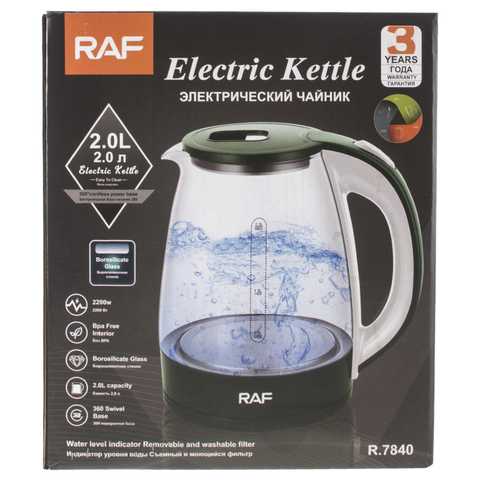 کتری برقی شیشه ای راف مدل RAF R.7840سفید - فروشگاه حضوری و اینترنتی فهد مارکت